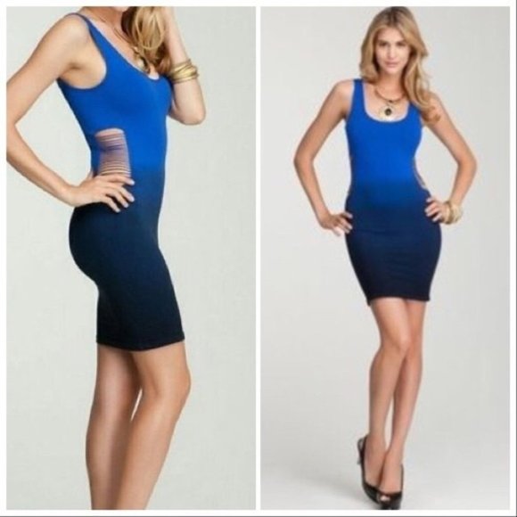 bebe | Dresses | Bebe Ombr Blue Clubbing Dress With Cutouts Ml | Poshmark